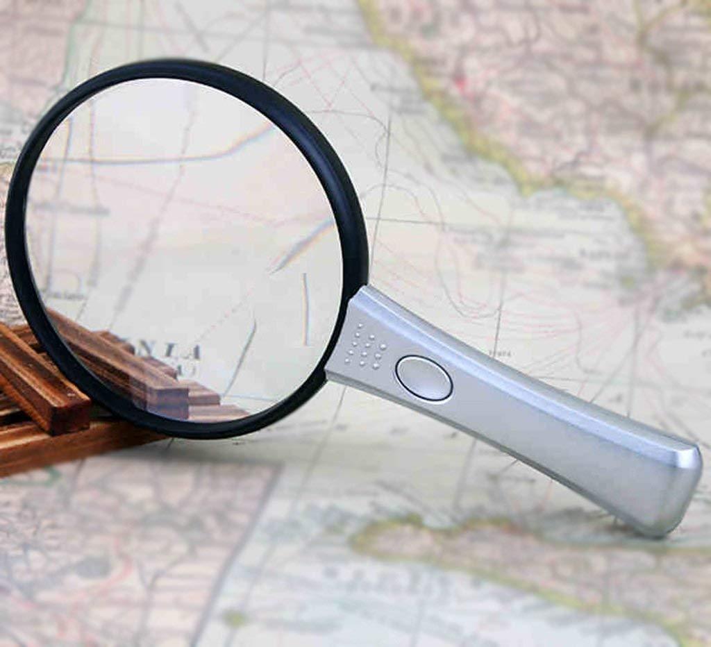 Handheld Magnifying Glass Acrylic Frame Optical Lenses 2 LED Lights 200 ...