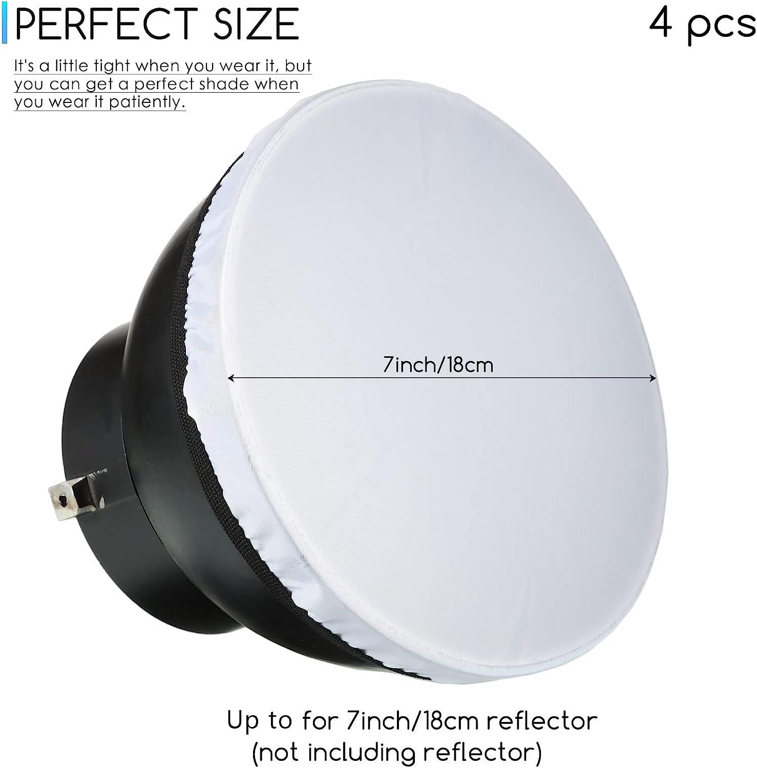 4-Piece 7 Soft Diffuser Lamp Sock Set for Strobe Flash Lights - White