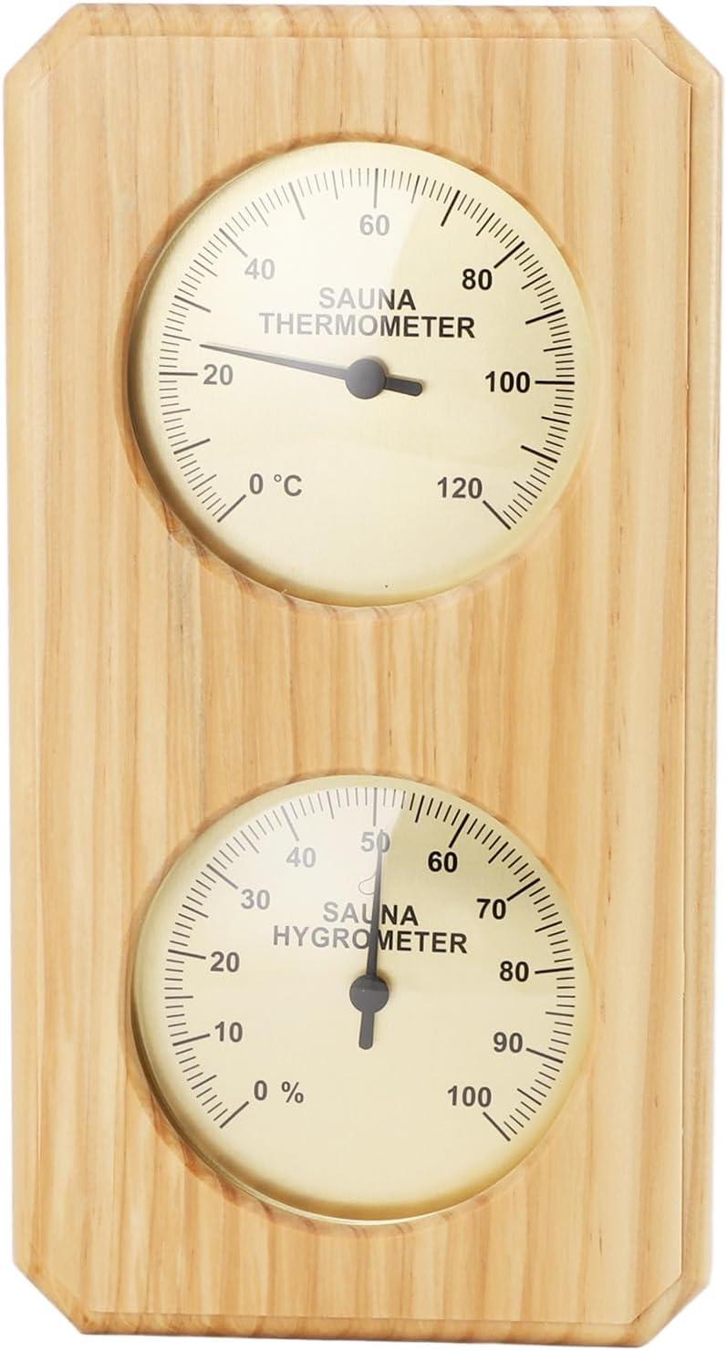 Premium 2 in 1 Sauna Thermometer Hygrometer - Gold Plate Wood & Copper ...