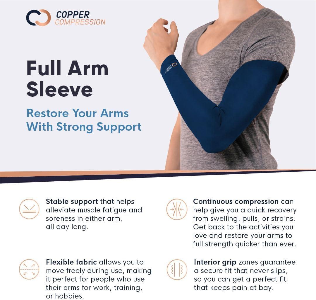 Buy Copper Compression Arm Sleeve - Infused Brace for Tennis Elbow ...
