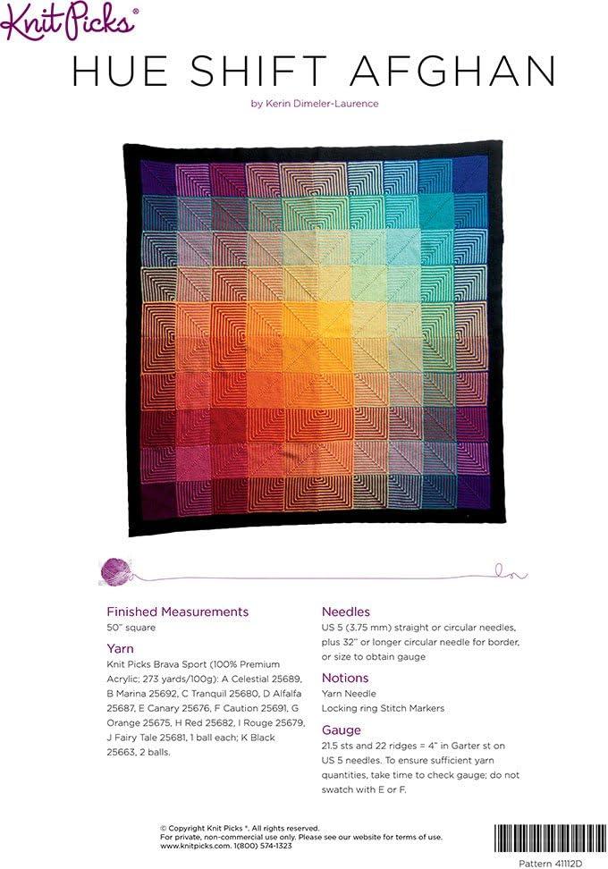 Knit Picks Hue Shift Afghan Knitting Pattern Kit - Rainbow Colorway ...