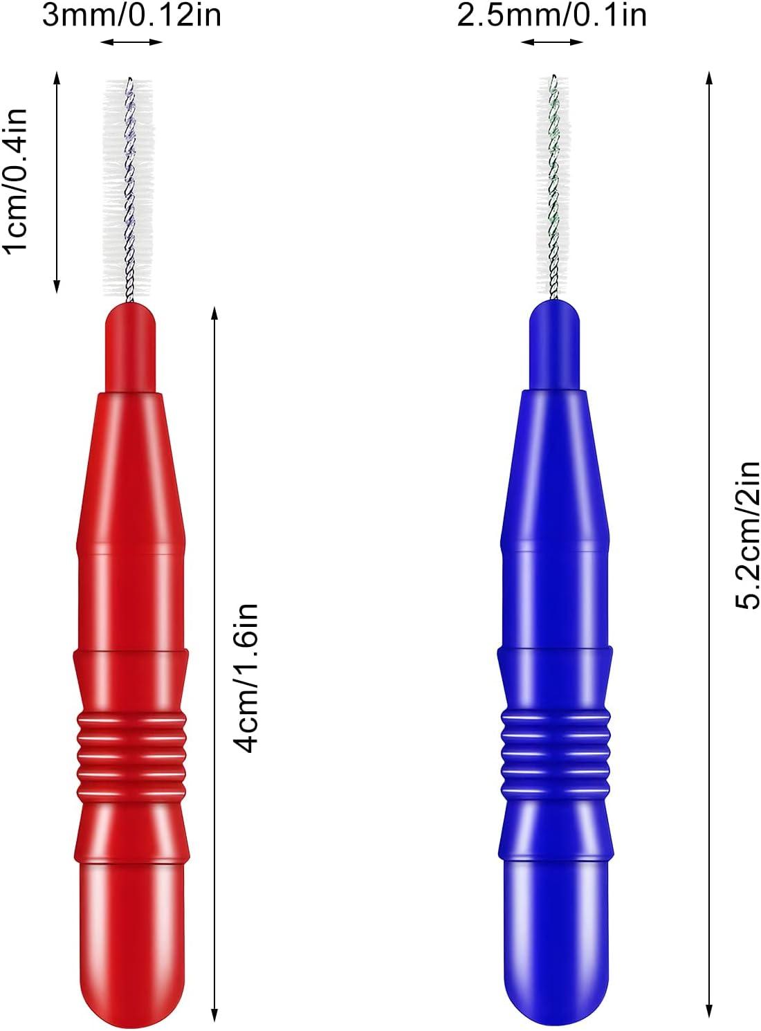 100 Interdental Brushes - Dental Toothpick Cleaner Tool (Red & Blue ...