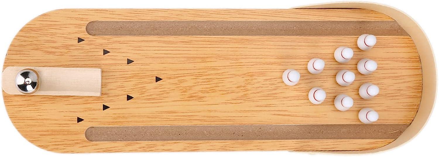 Mini Bowling Game Set - Tabletop Wooden Bowling Toy with 10 Pins and ...