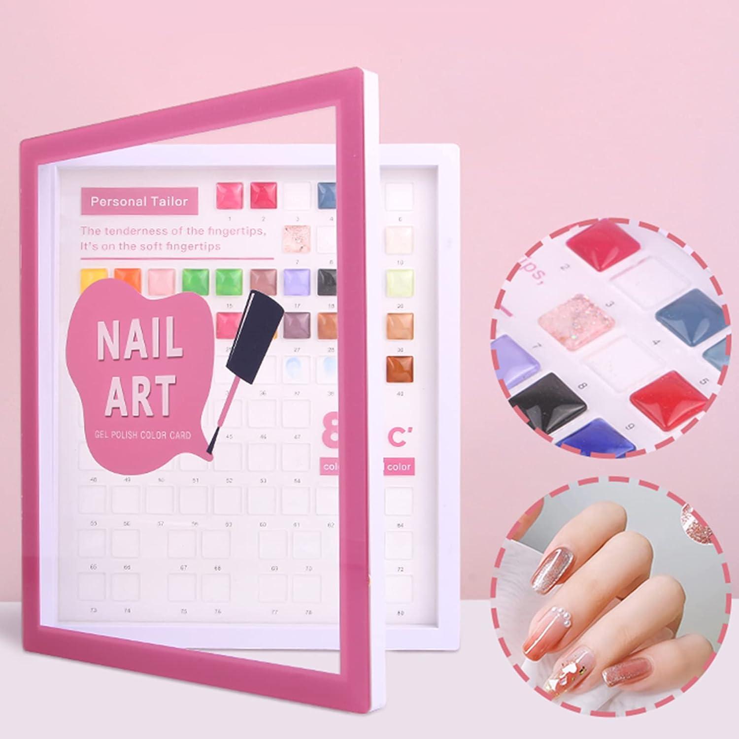80 Color Removable Nail Art Display Book - Magnetic Closure Nail Color ...