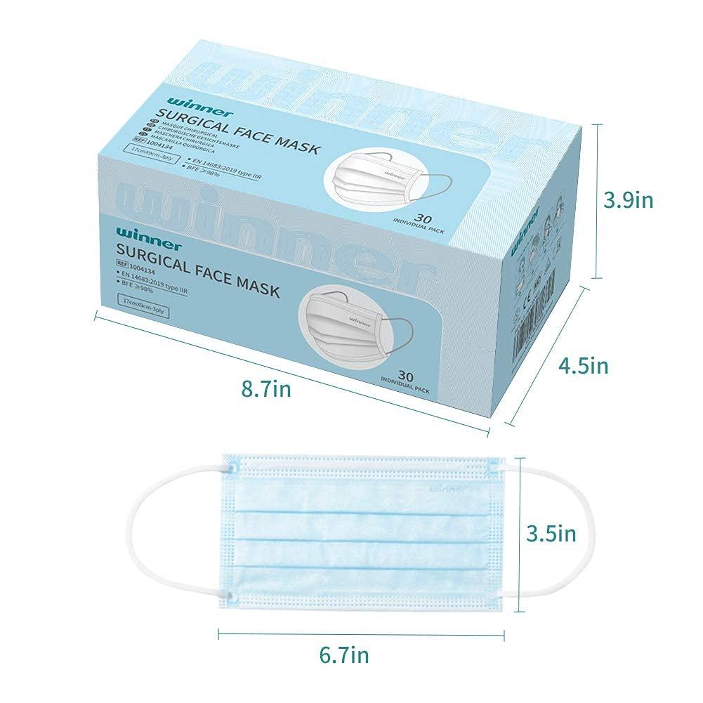 Winner Medical 3 Ply Individually Wrapped Face Masks - 30 Pcs/Box ...