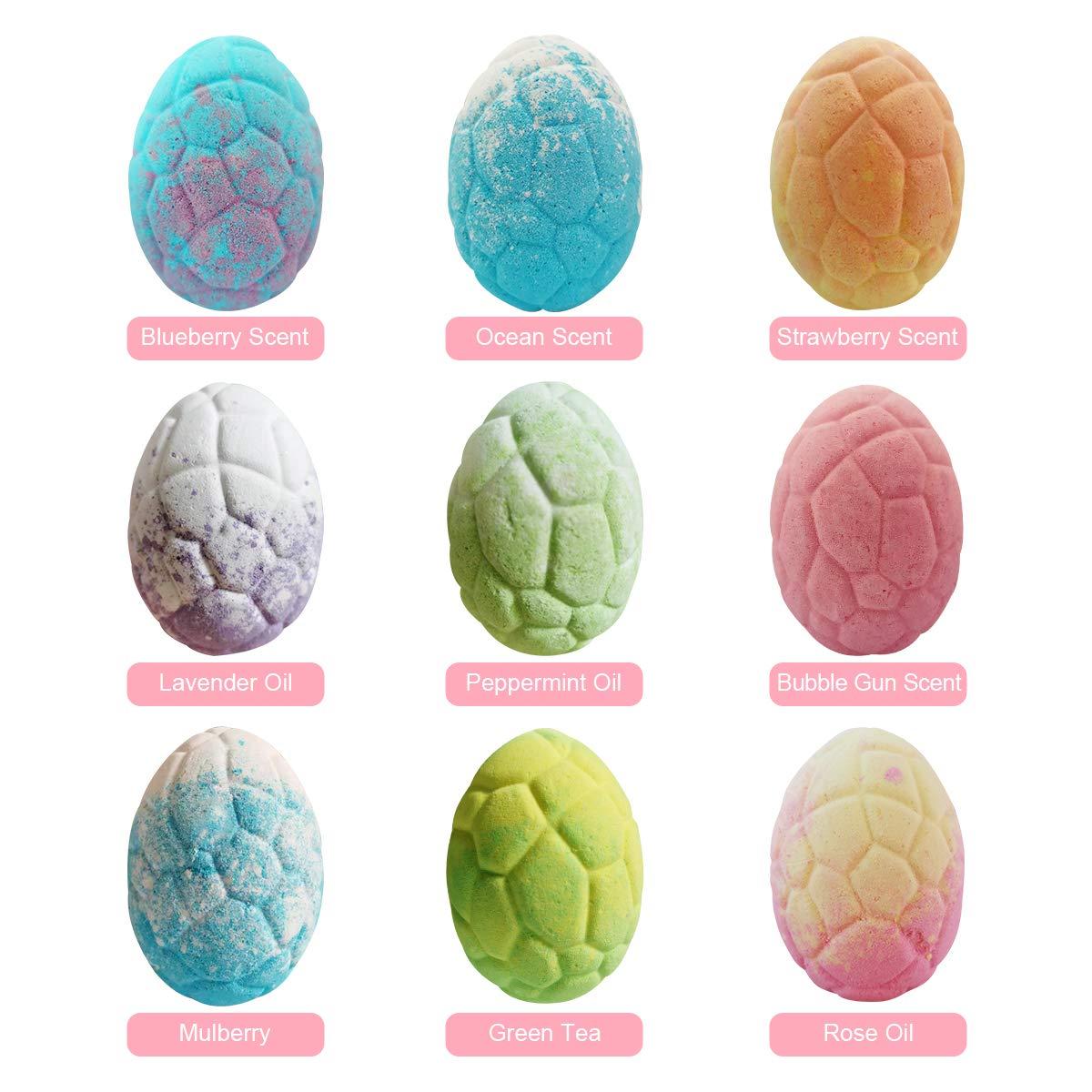 Dino Egg Bath Bomb Gift Set - 9 Organic Fizzy Balls with Surprise ...