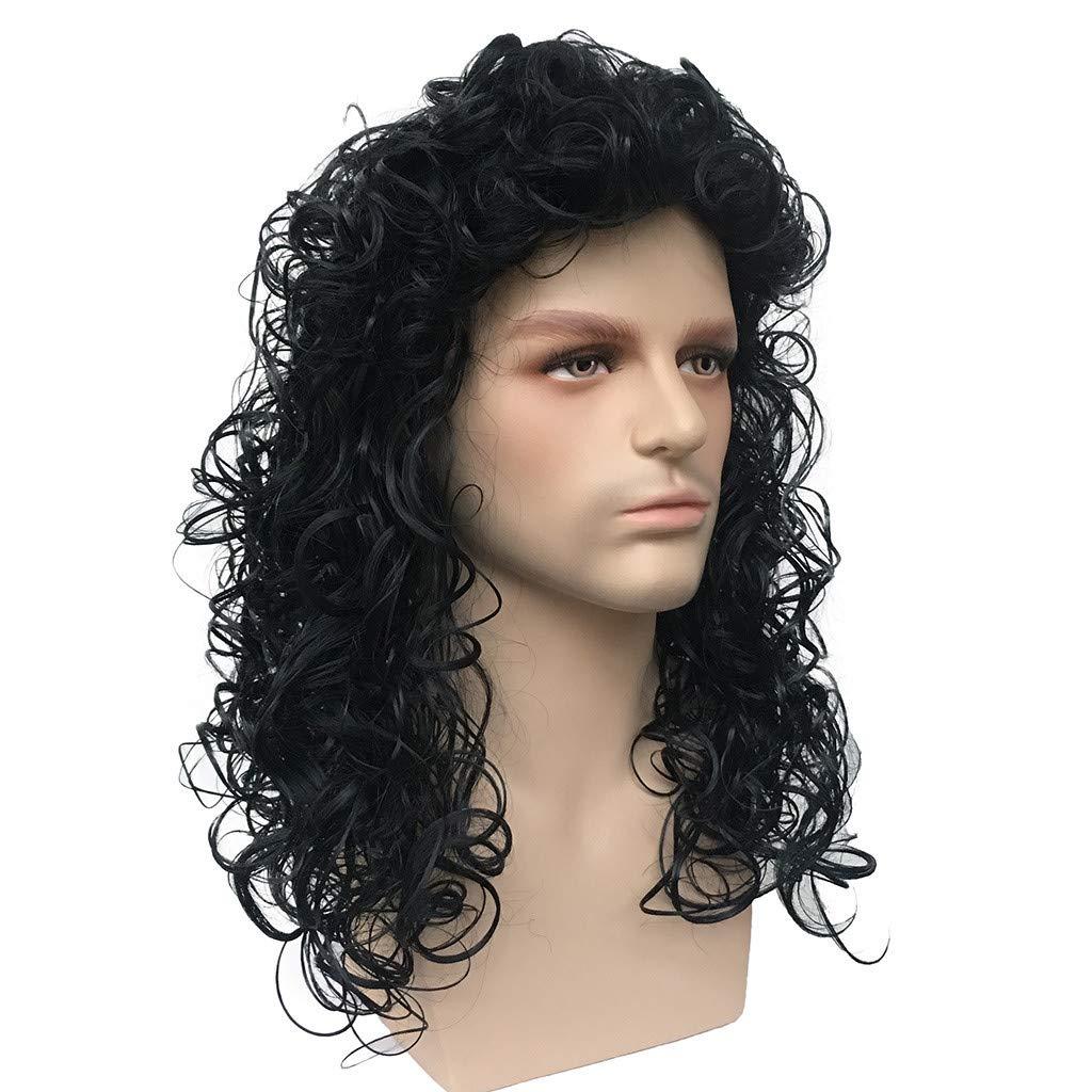 Men's Black Curly Short Bob Wig - Punk Style Cosplay Hair for Anime and ...