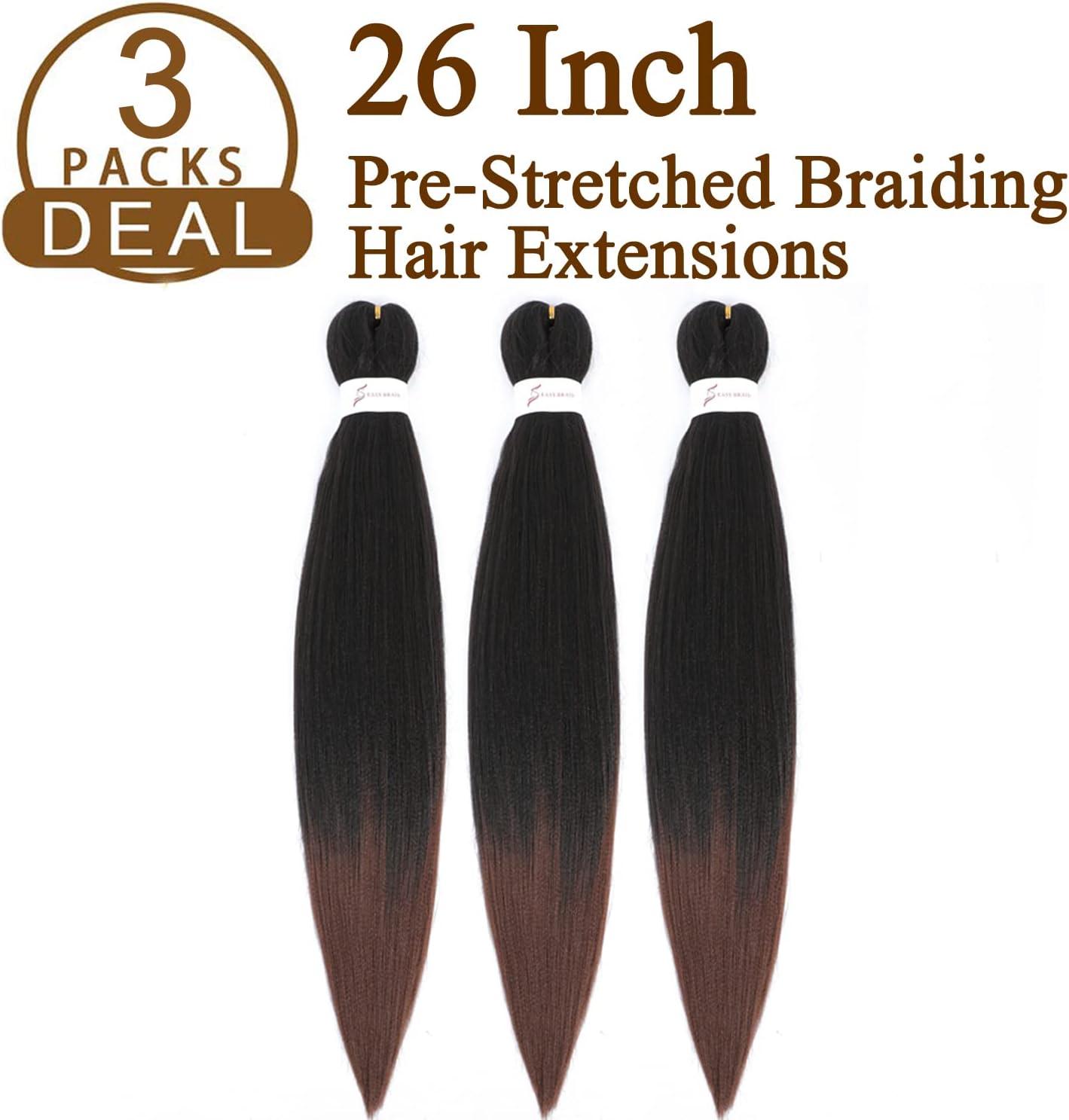 3 Packs/Lot EZ Braid 26 inch Professional Pre Stretched Braiding Hair ...
