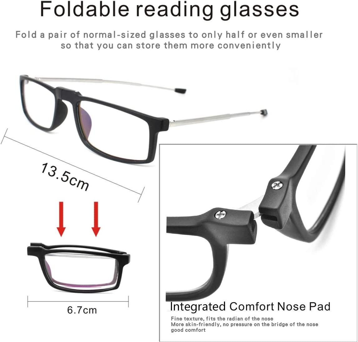 Folding Reading Glasses - Foldable Portable Readers For Men Women With ...