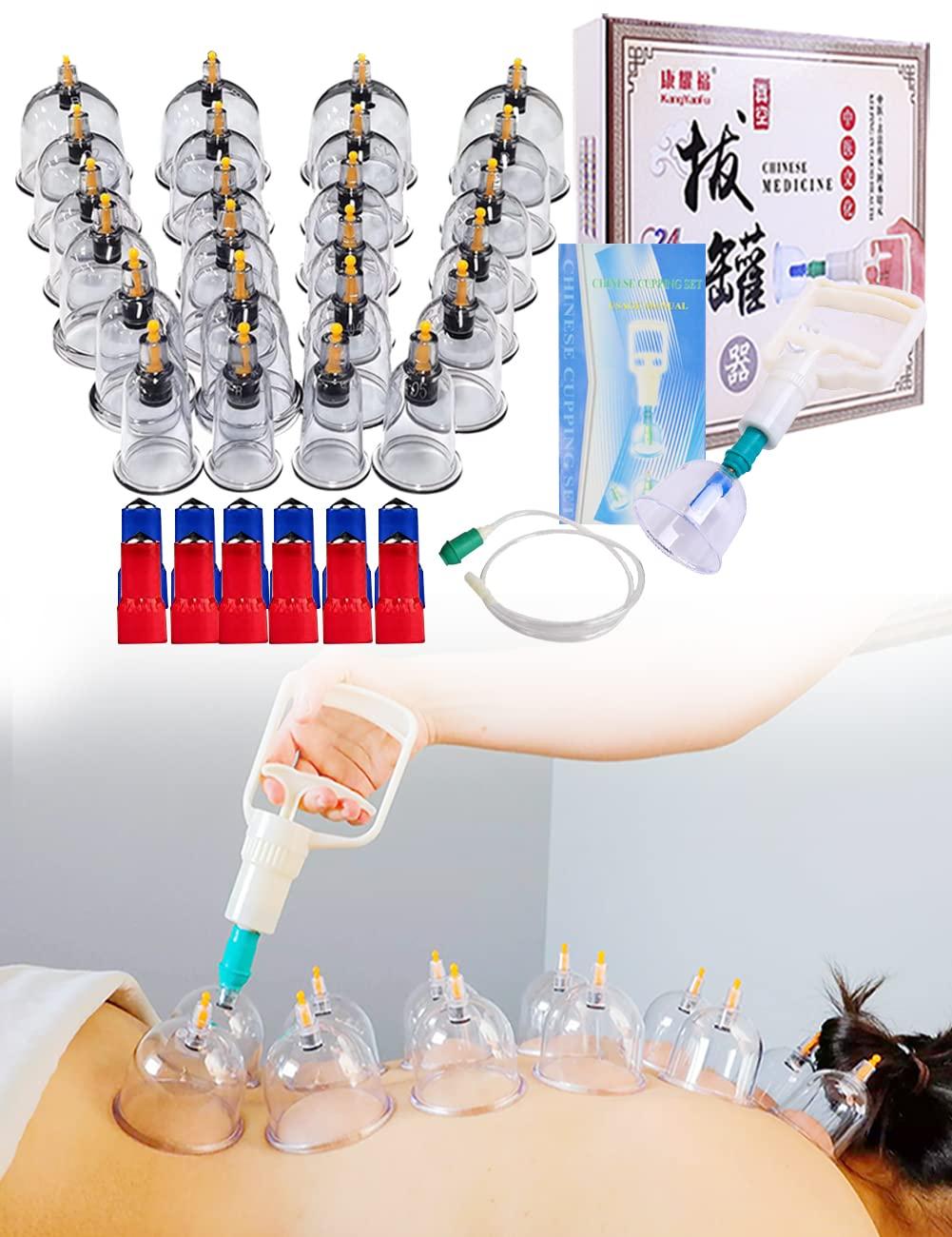 24-Piece Chinese Professional Cupping Therapy Set for Effective Cupping ...
