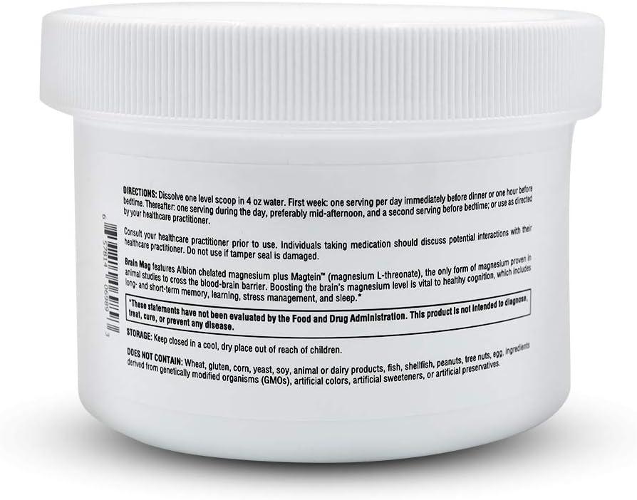 Brain Mag Magnesium L-threonate & Glycinate Powder (Unflavored ...