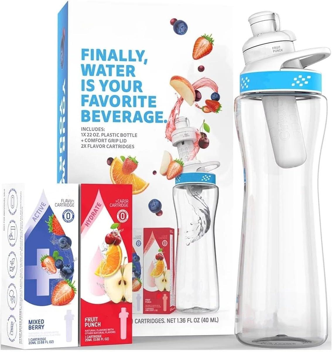 Cirkull 22 oz Plastic Water Bottle Starter Kit with Blue Lid + 1 Fruit ...