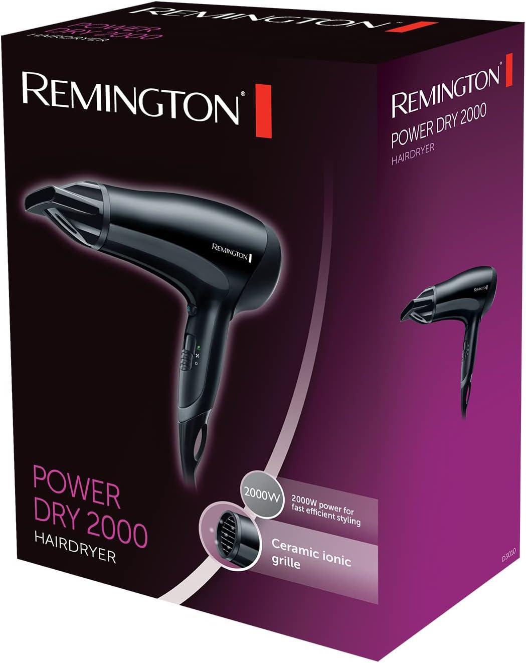 Remington D3010 Power Dry Hair Dryer 2000W Black - Lightweight and ...