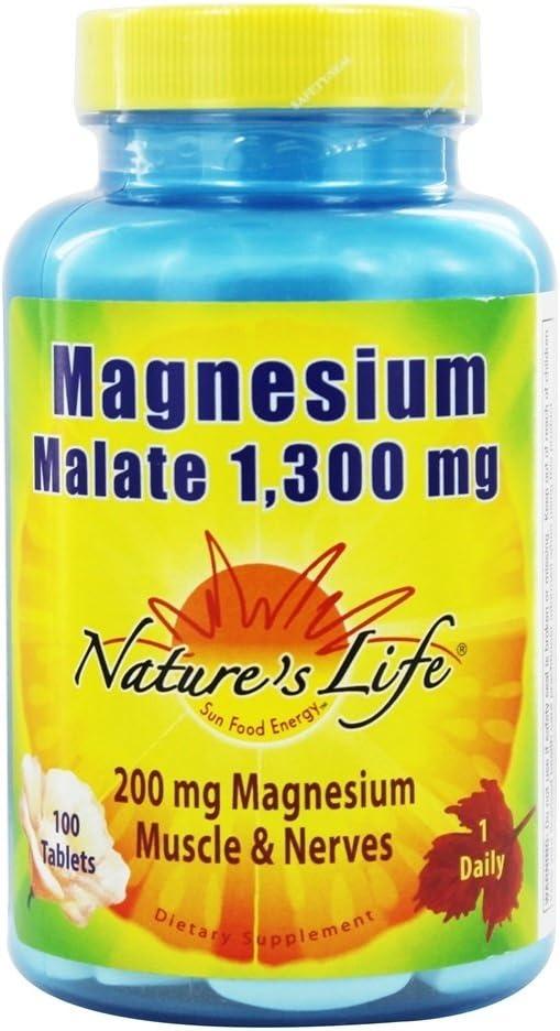 Natures Life Magnesium Malate 1300MG Tablets - 100 CT | High Potency ...