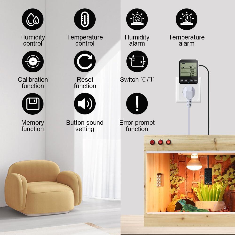 KETOTEK Digital Humidity Controller Plug 230V with Alarm for Humidifier ...