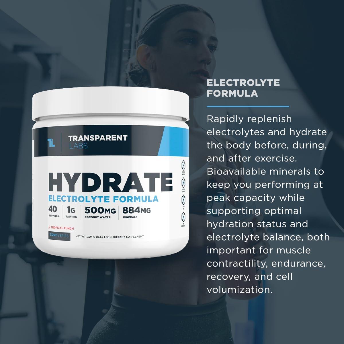 Transparent Labs Hydrate - Naturally Sweetened Electrolytes Powder with ...
