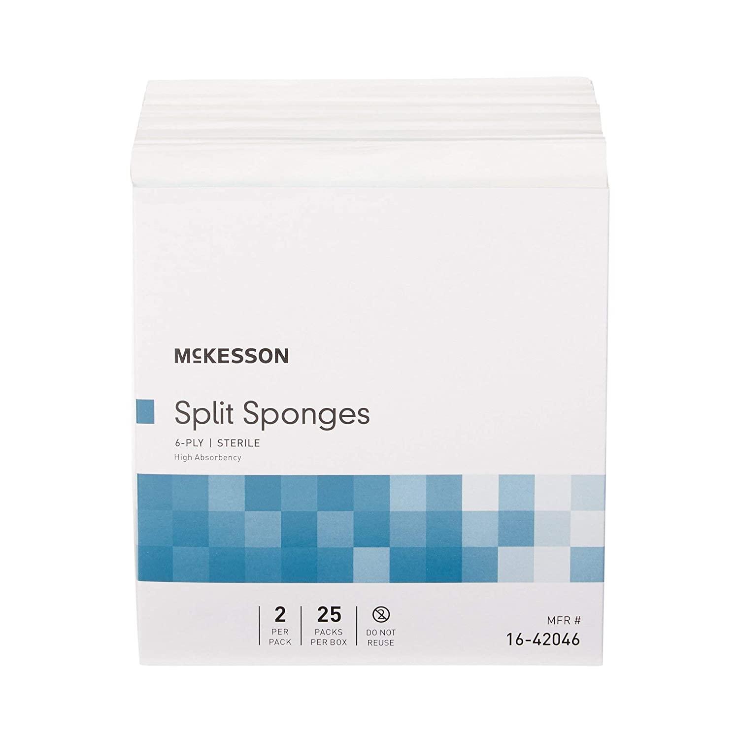 McKesson Split Sponges 4 x 4, 6-Ply High Absorbency Sterile Dressings ...