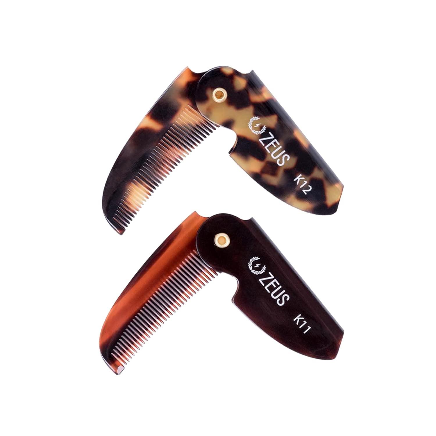 ZEUS Folding Mustache Comb - Handmade Saw-Cut Moustache Pocket Comb 2 ...