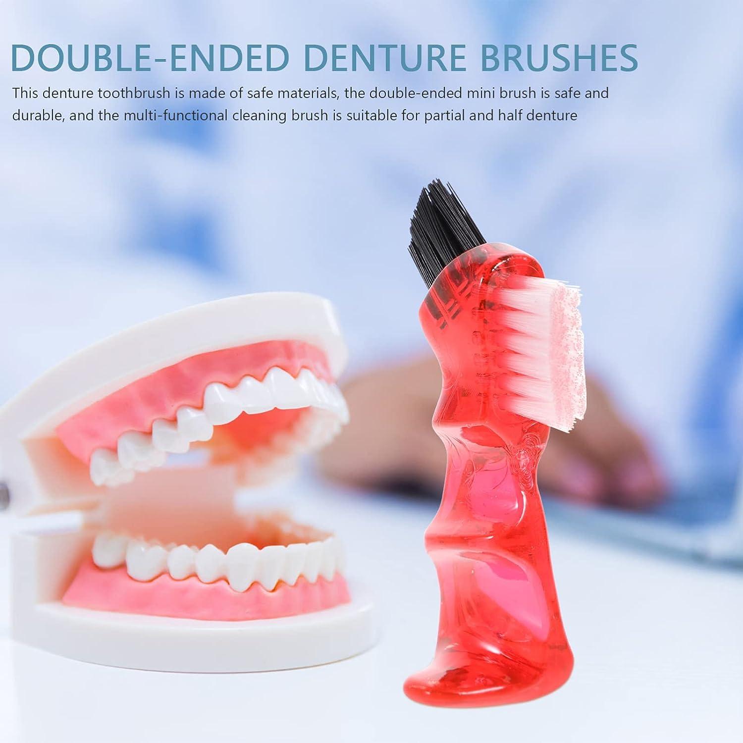 4pcs Healevad Denture Brush Set - Dual Head Toothbrushes for Hard ...