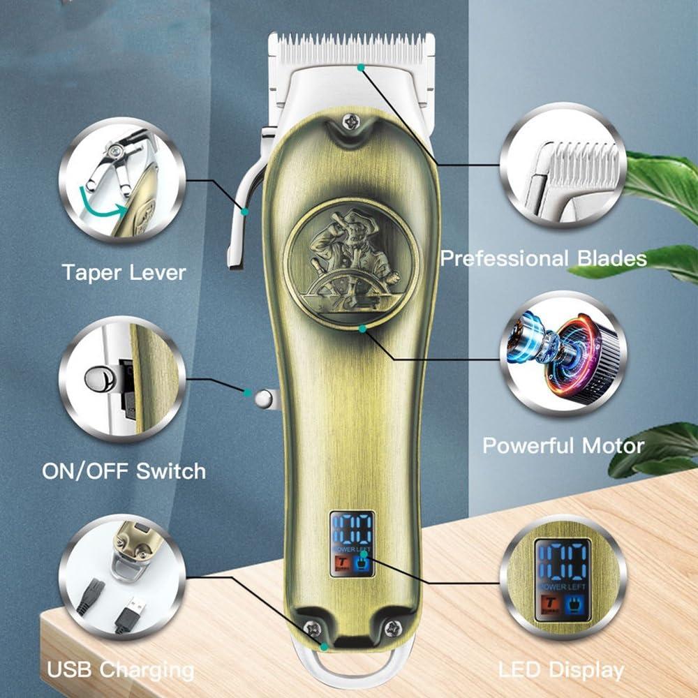 Professional Adjustable Metal Hair Clippers - Rechargeable Cordless ...