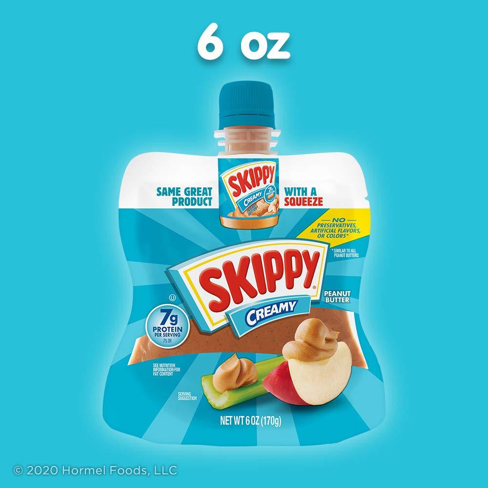 SKIPPY Squeeze Creamy Peanut Butter 6oz (Pack of 6) - Creamy Flavor ...