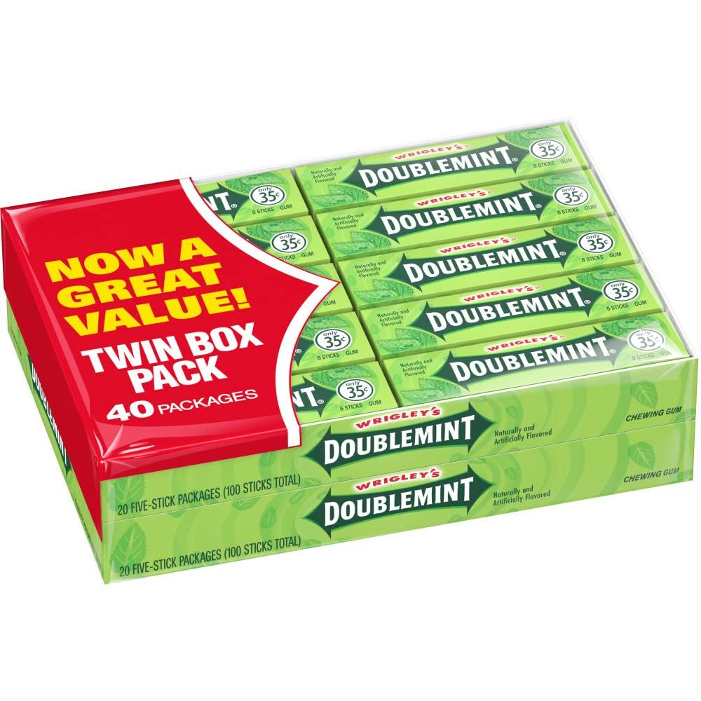 WRIGLEY'S DOUBLEMINT Gum 5 Stick Pack - 40 Packs | Fresh Breath on the ...