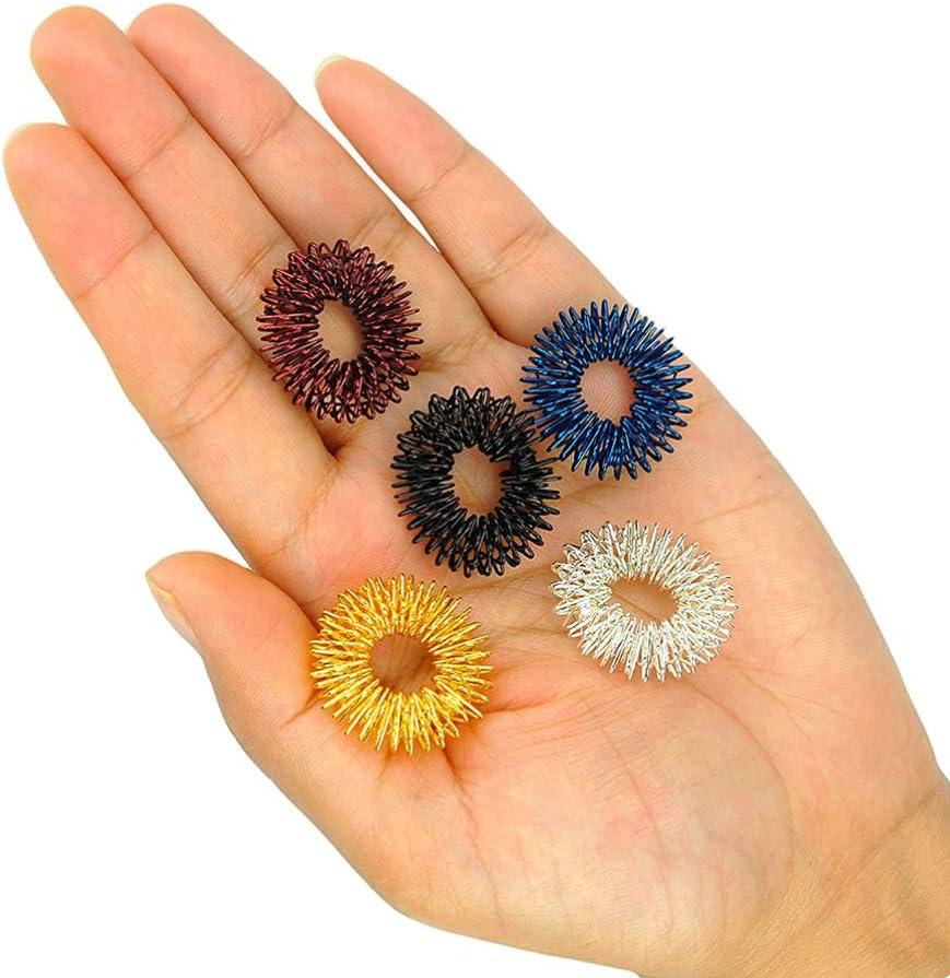 Vosarea Fidget Ring Set - 10 Spiked Acupressure Finger Rings for ...