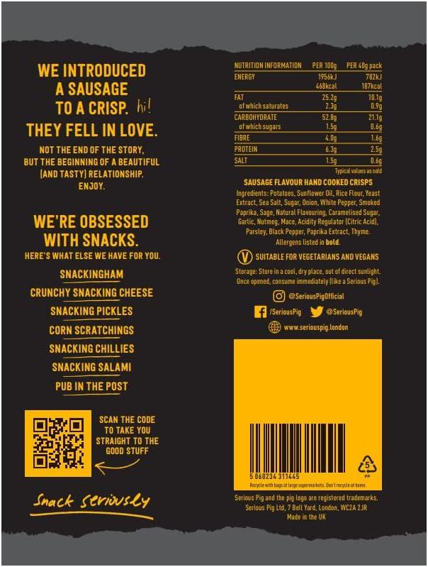 SERIOUS PIG | Sausage Flavour Crisps | Hand Cooked & Seasoned | Made ...