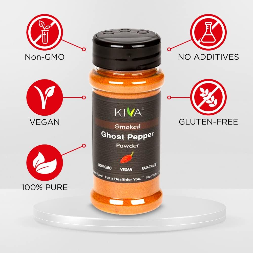 Kiva Gourmet Smoked Ghost Chili Pepper Powder - Non GMO, Vegan, Fair ...