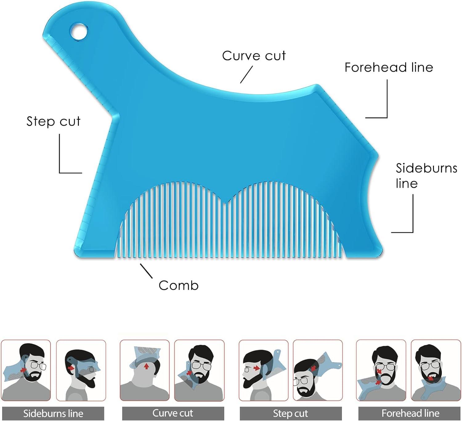Beard Shaping Tool with Comb - Men's Beard Guide Shaper and Trimmer Template in Clear Blue ...