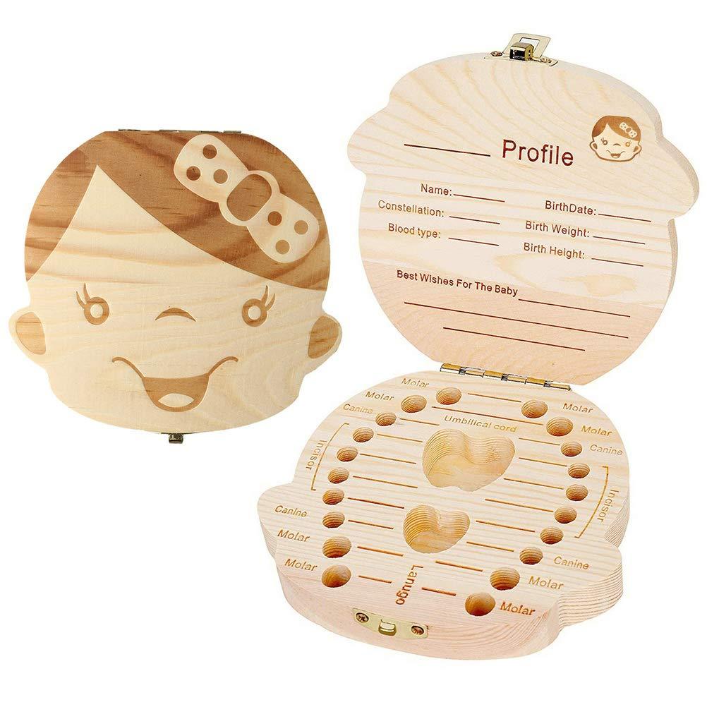 Pengxiaomei Baby Teeth Keepsake Box - Wooden Organizer for Girls | Milk ...