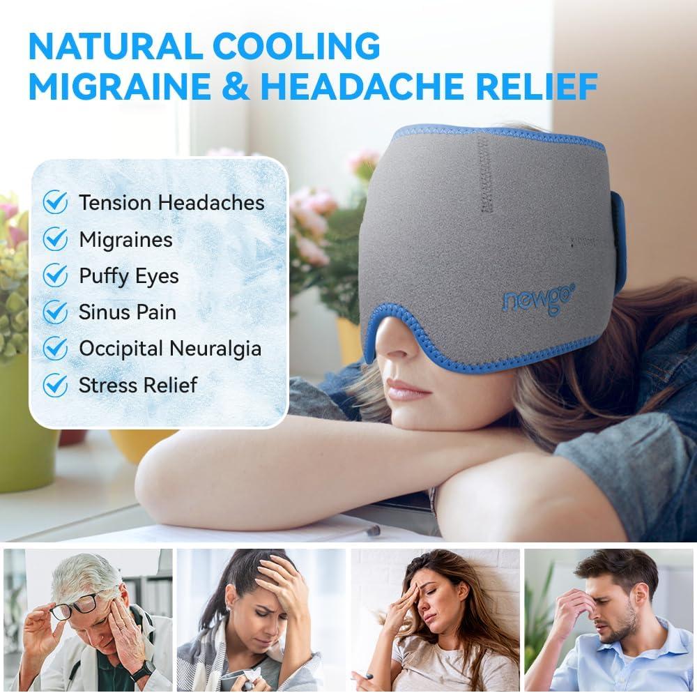 NEWGO Migraine Relief Head Ice Wrap - Reusable Hot Cold Therapy ...