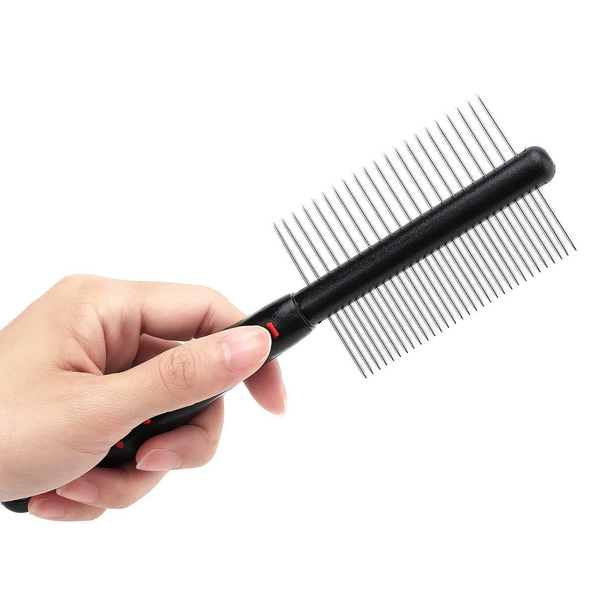Double Sided Stainless Steel Dog Grooming Comb | Removes Tangles, Knots ...