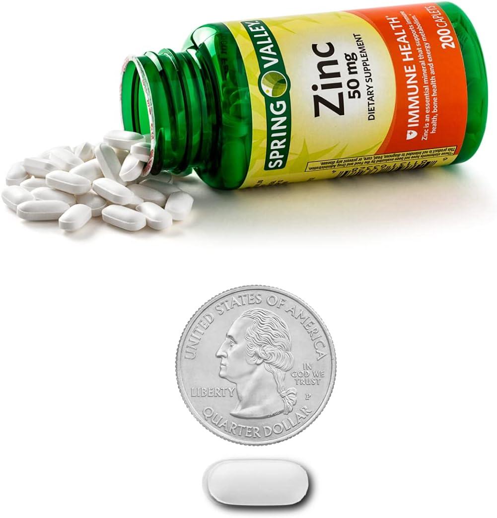 Zinc 50mg Supplement for Adults (Zinc Gluconate) - 200 Caplets | 6 ...