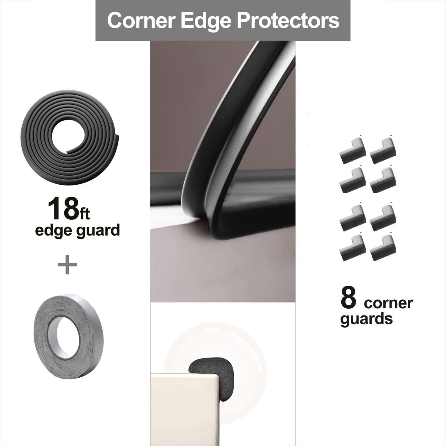 Child Proofing Edge & Corner Protector - 18ft Edge + 8 Corners Foam ...