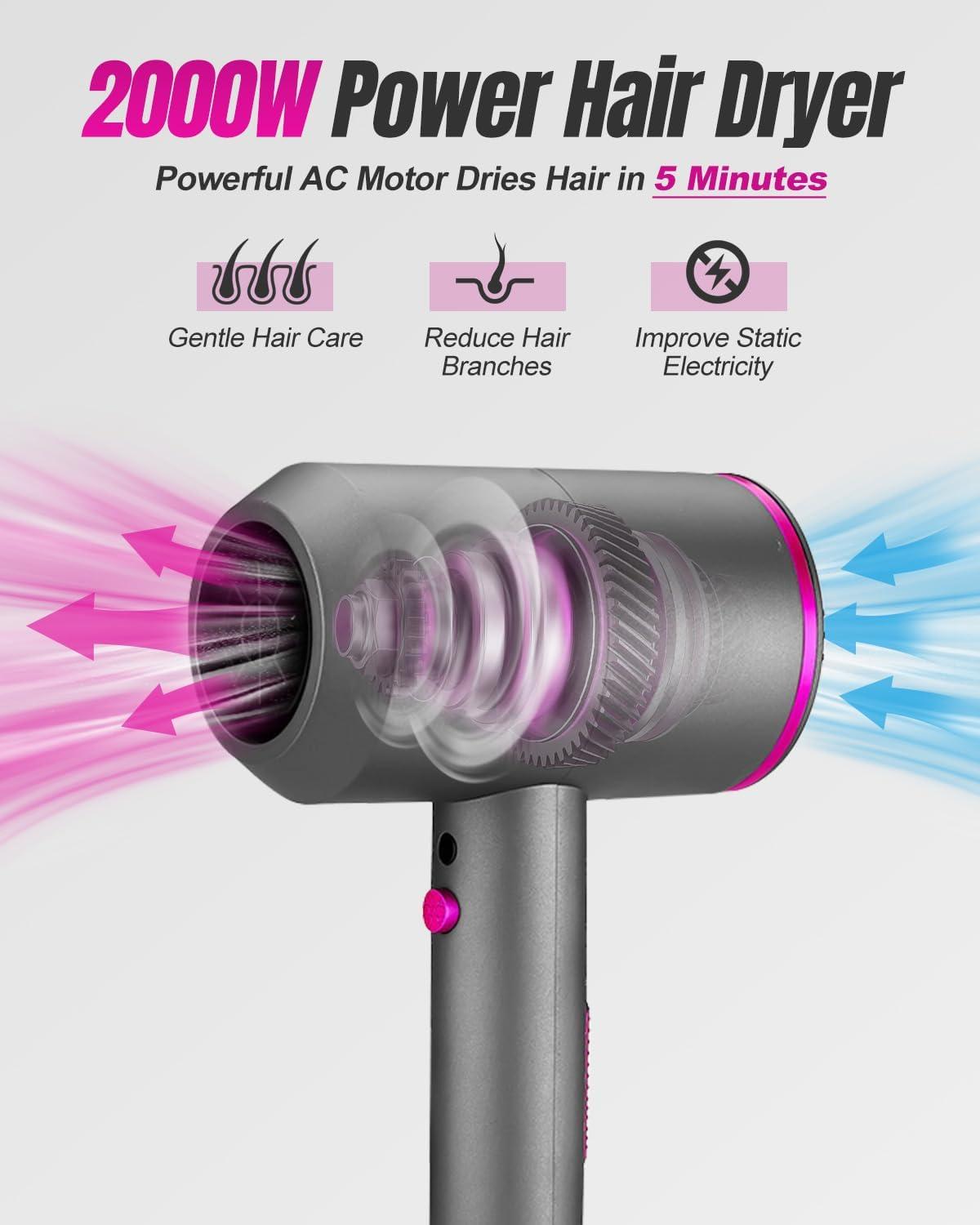 Tuare 2000W Professional Ionic Hair Dryer with Diffuser and ...