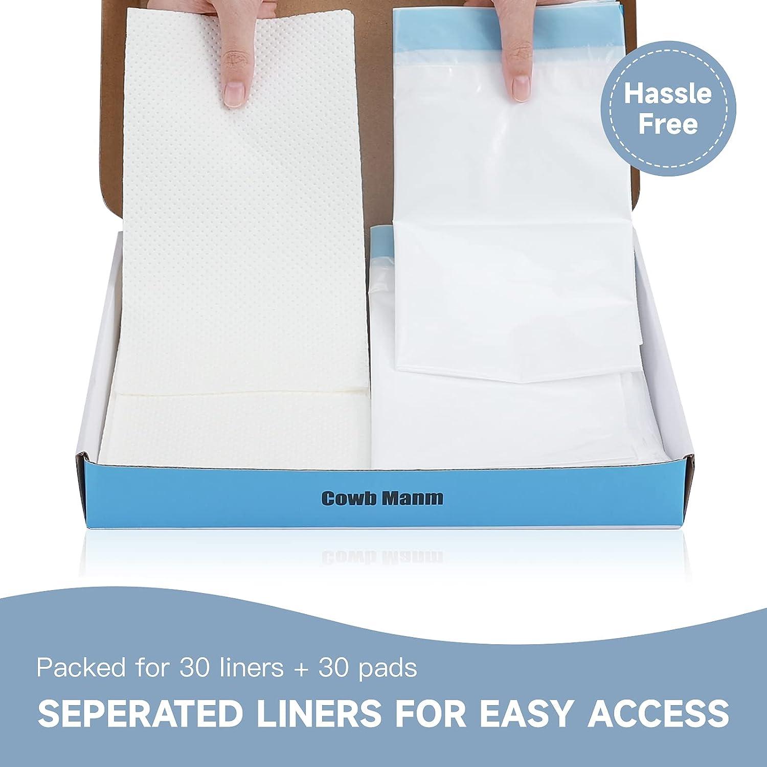 Portable Commode Liners with Absorbent Pads (Pack of 30) - Leakproof ...