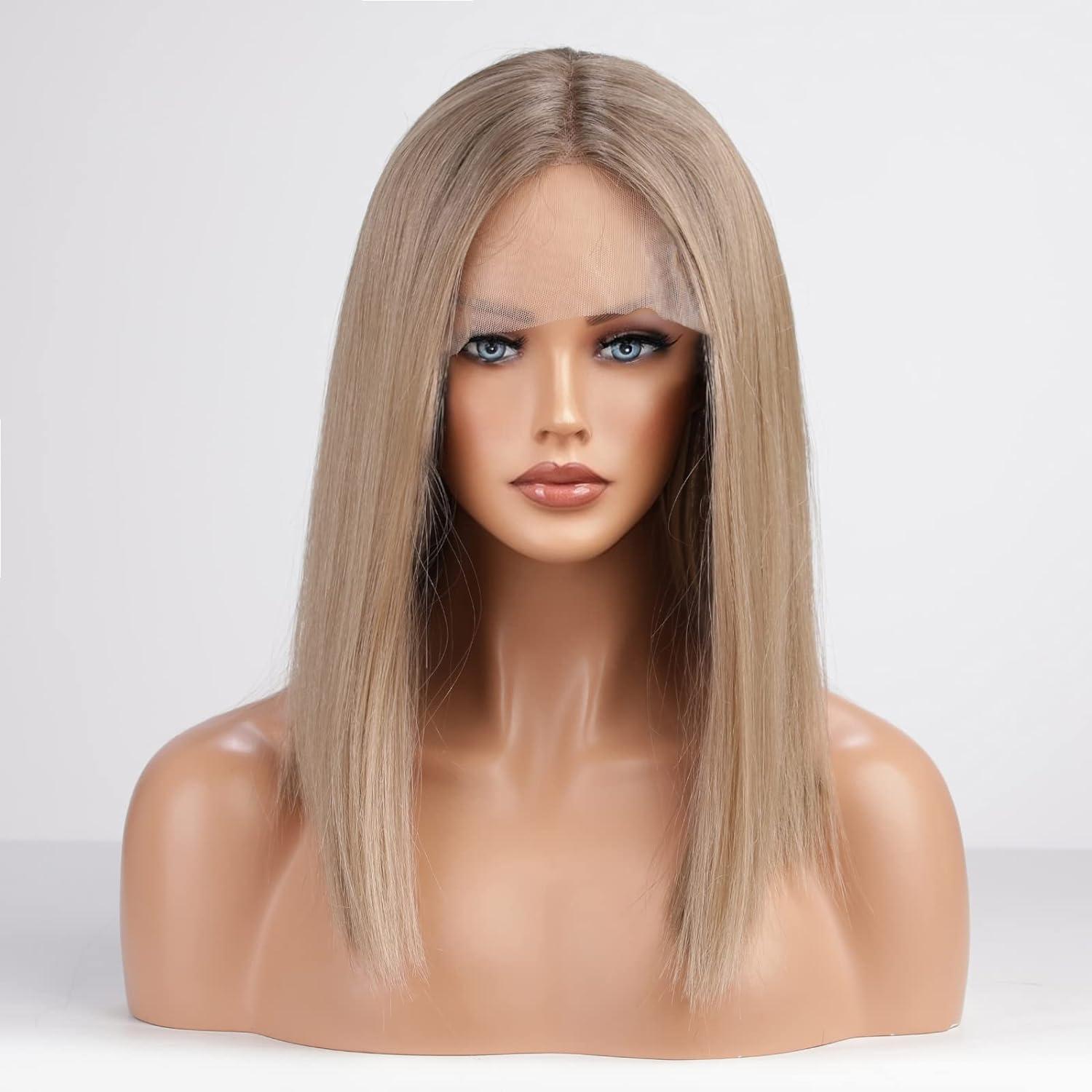 HAIRCUBE Ash Blonde Lace Front Shoulder Length Bob Wig | Natural ...