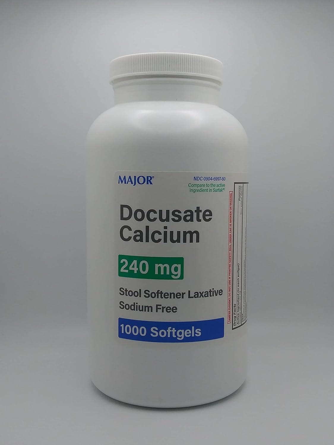 Major Pharmaceuticals Docusate Calcium 240mg Stool Softener Laxative ...