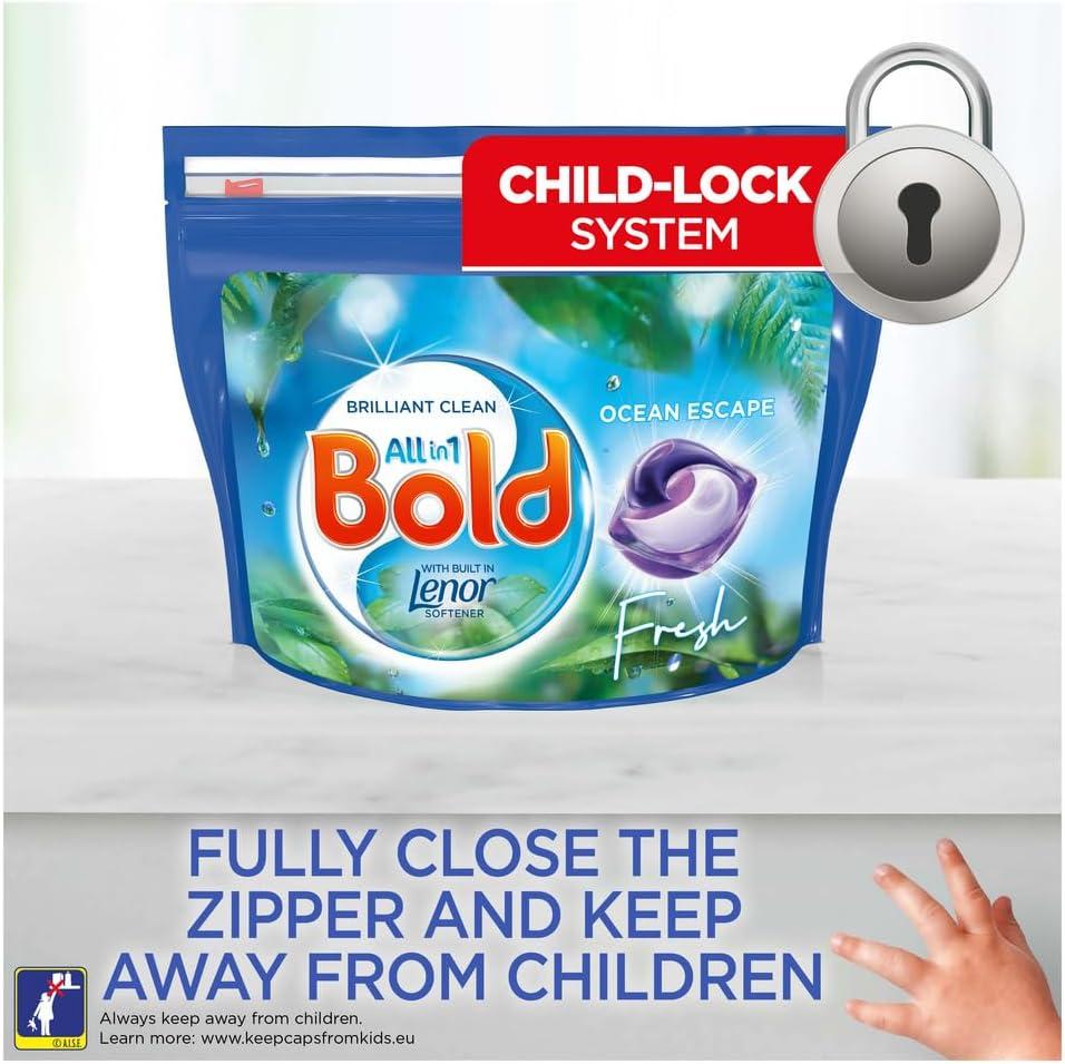 Bold All-in-1 PODS Ocean Escape Laundry Detergent Tablets - 128 Washes ...