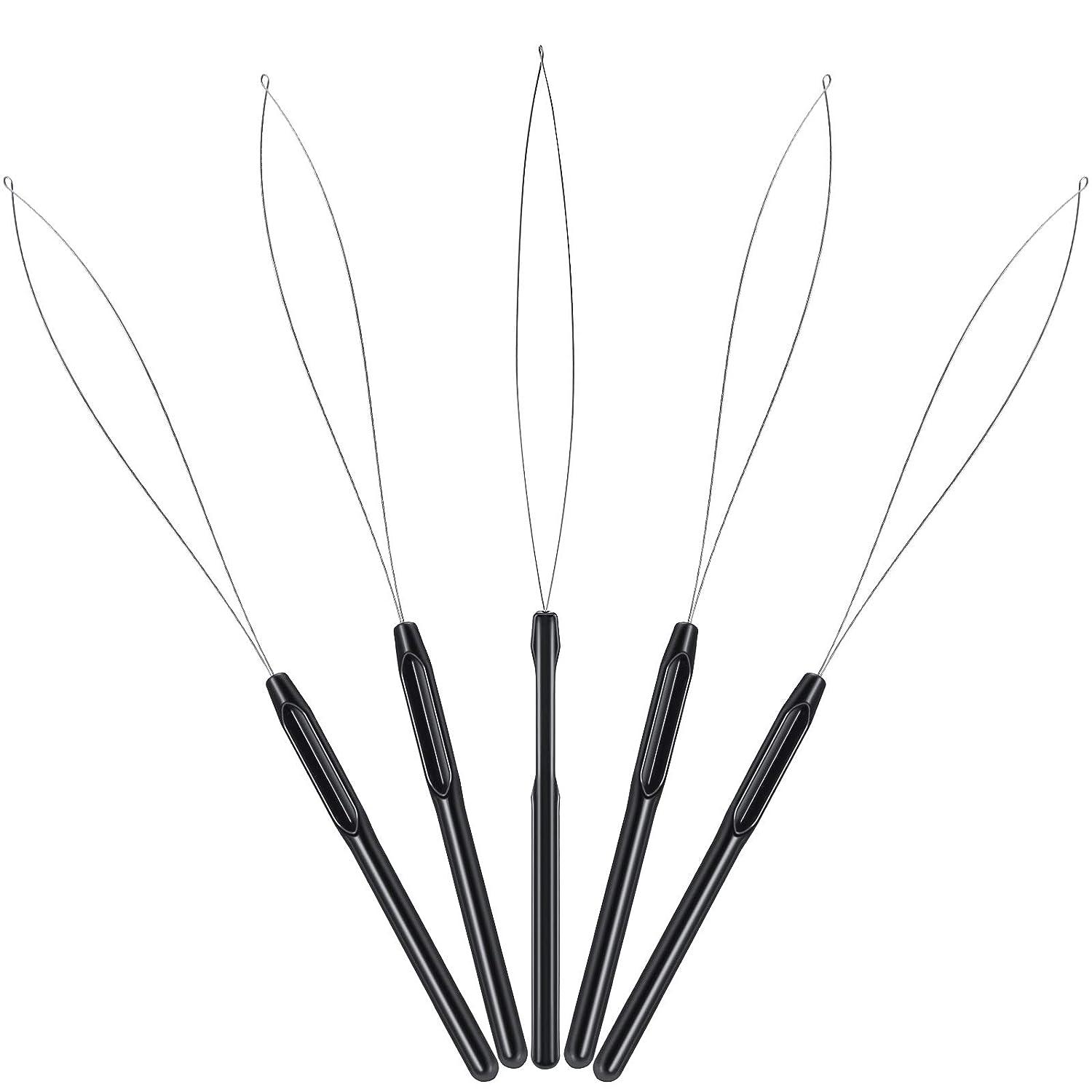 10 Pieces Hair Extension Loop Needle Threader Pulling Hook Tool Set ...