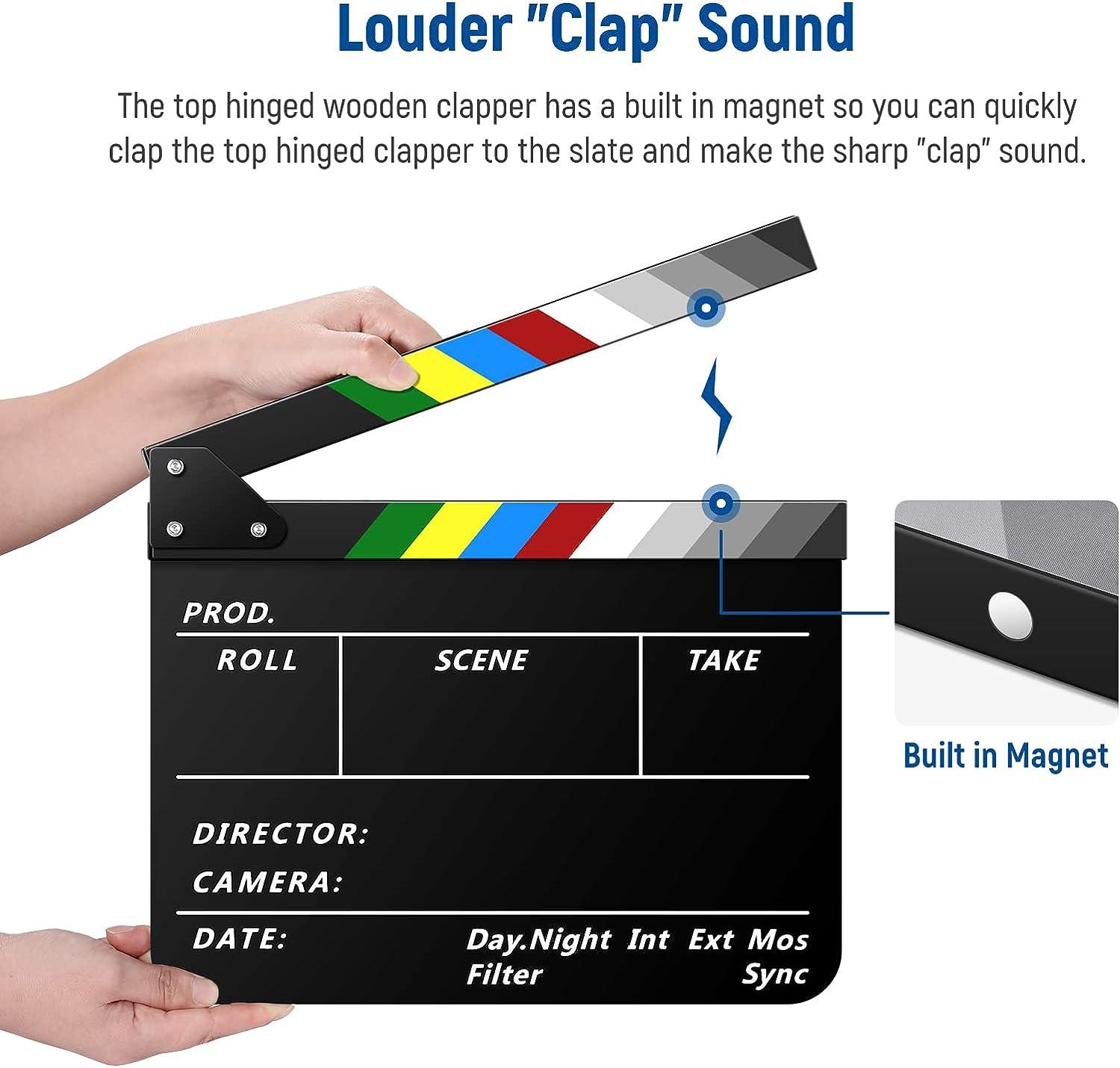 NEEWER Acrylic Film Directors Clapper Board Kit - 12x10 Cut Action ...