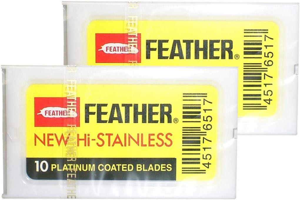 Feather HI-Stainless FH-10-2X Blades - 10-Pack for Superior Shaving ...