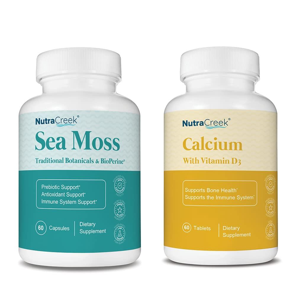 NutraCreek Sea Moss & Calcium with Vitamin D3 Supplement Bundle | 60 ...