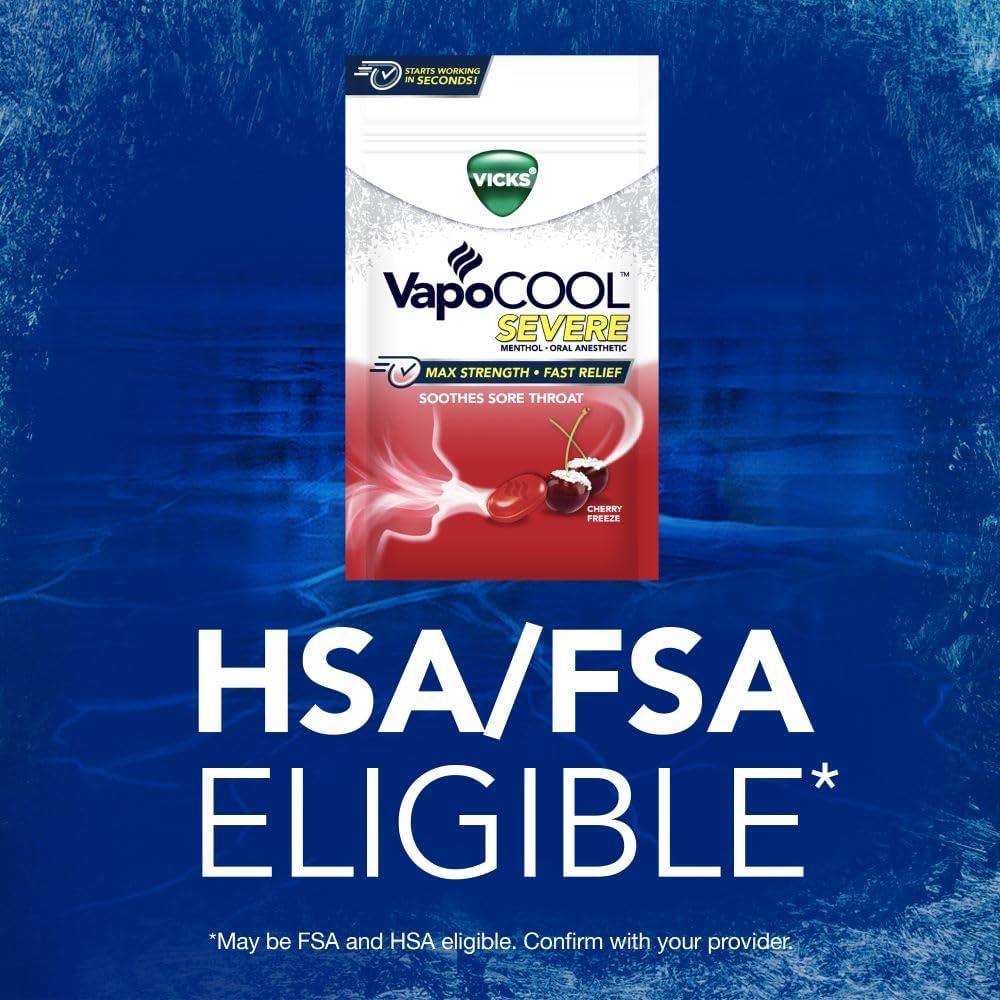 Vicks VapoCool Severe Sore Throat Drops - Max Strength Menthol Cherry ...