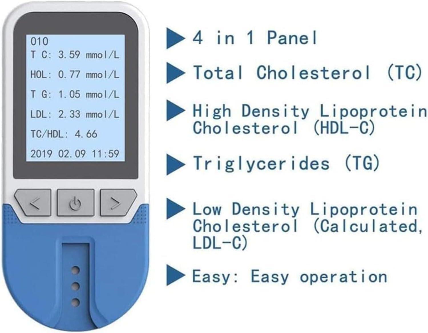 Bluezy Cholesterol Measuring Device - At Home Blood Fat Test Kit with ...