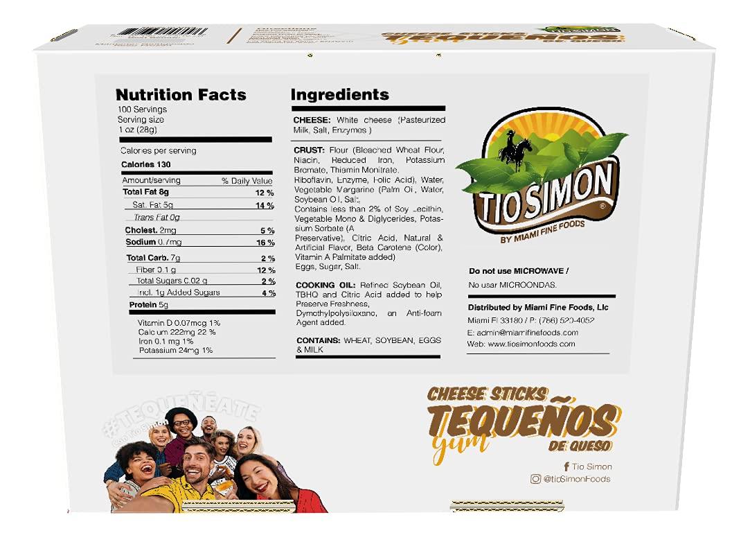 Tio Simon Pre-Cooked Tequeos - Frozen Cheese Filled Sticks (100 Units ...
