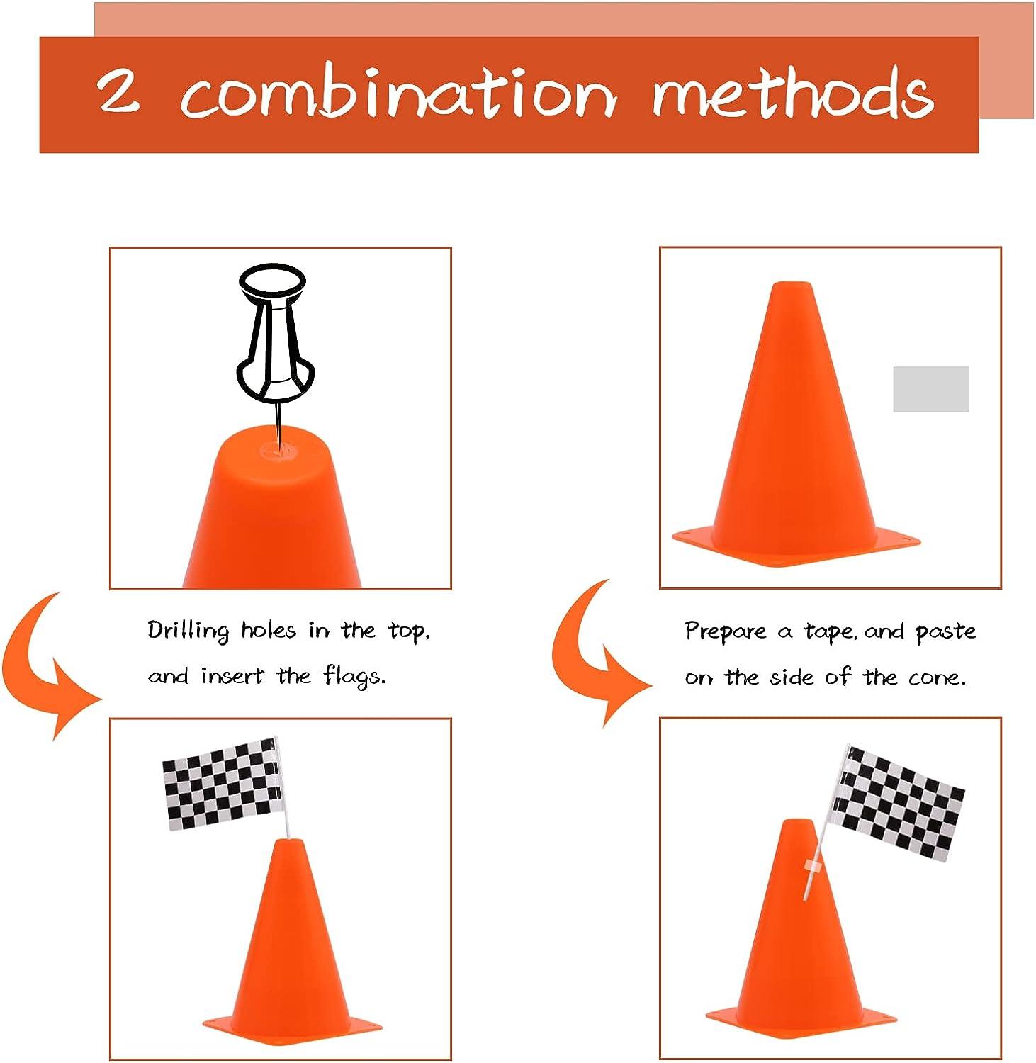 40 Pcs Panxxsen Traffic Cones & Racing Checkered Flags Set - Great for ...