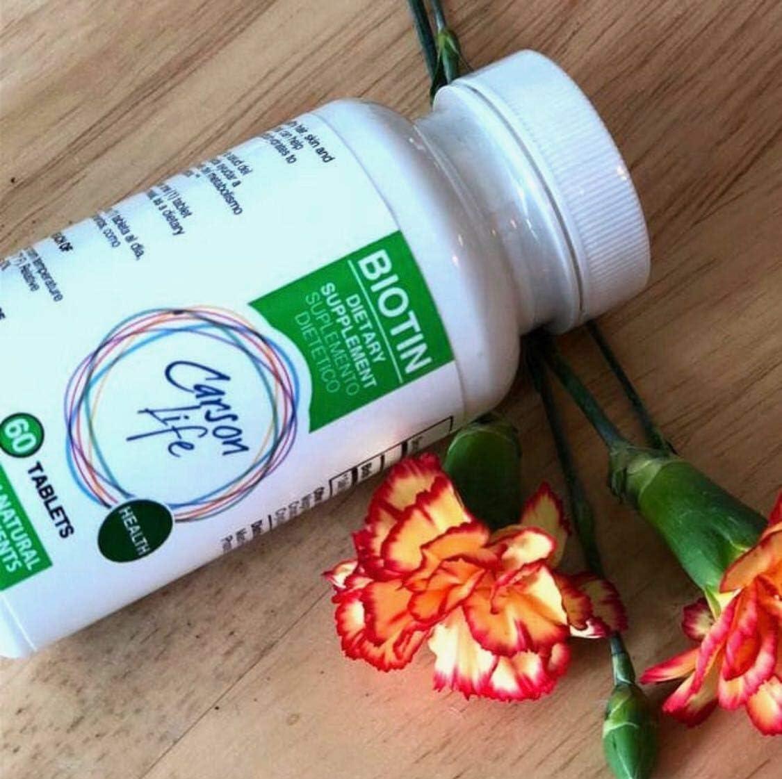 CARSON LIFE Biotin Supplement - 60 Tablets for Hair Growth & Energy ...