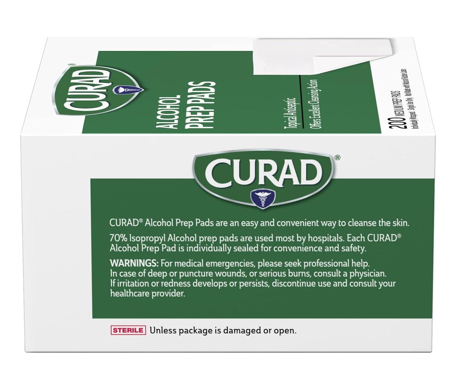 Curad Alcohol Disinfectant Prep Pads 2-ply Medium Size 200 Count ...